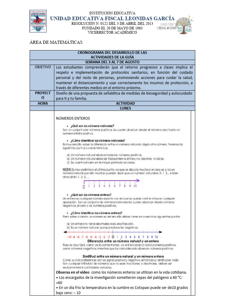 Semana 10 Matemáticas División de Las Actividades | PDF | Entero Semana 10 Matemáticas División de Las Actividades | PDF | Entero