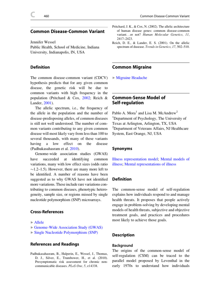 (Mora & McAndrew, 2003) - Common-Sense Model of Self-Regulation. | PDF ...