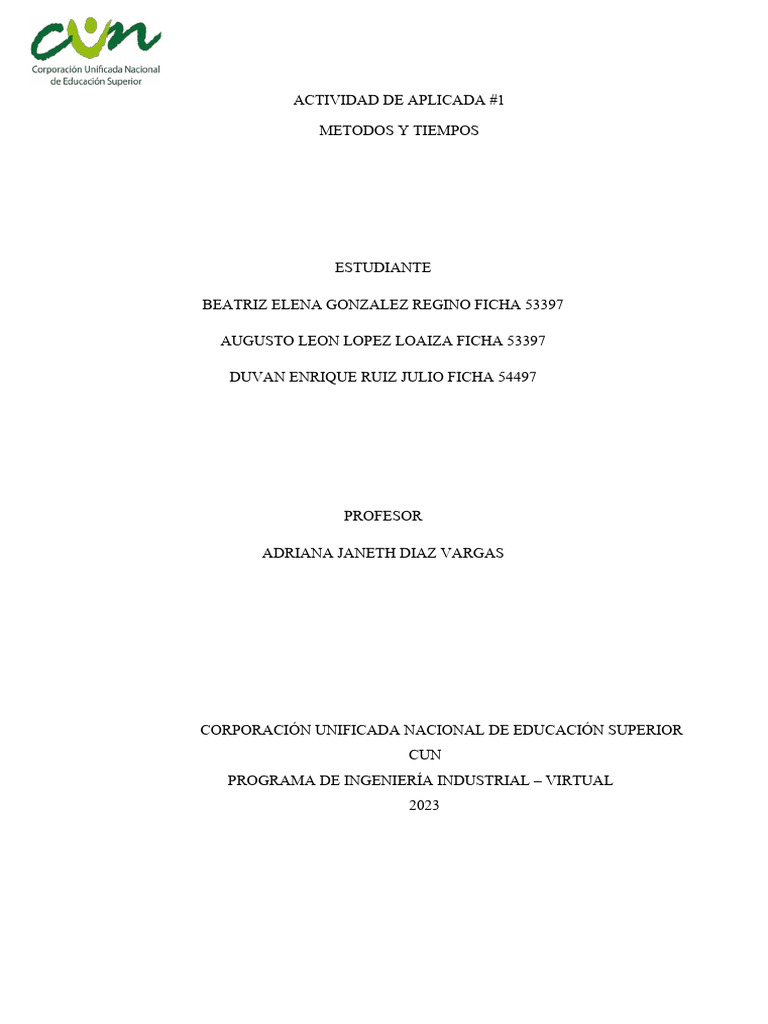 ACA2 METODOS Word | PDF | Calidad (comercial) | Business