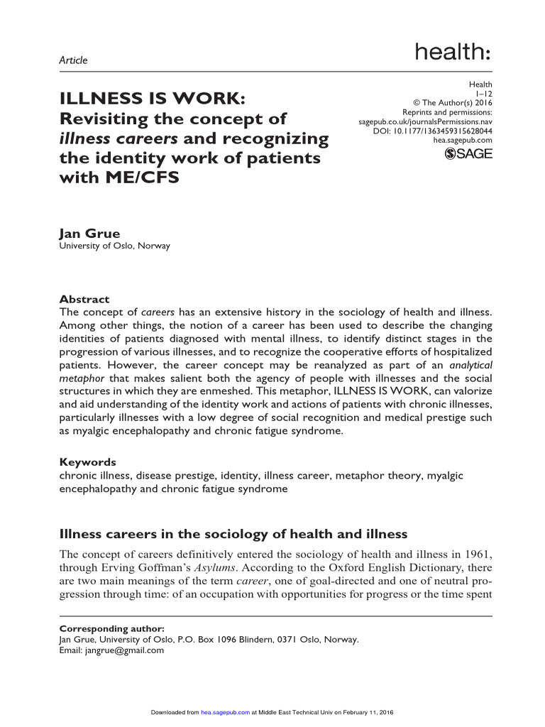 Illness Is Work | PDF | Chronic Fatigue Syndrome | Medical Diagnosis