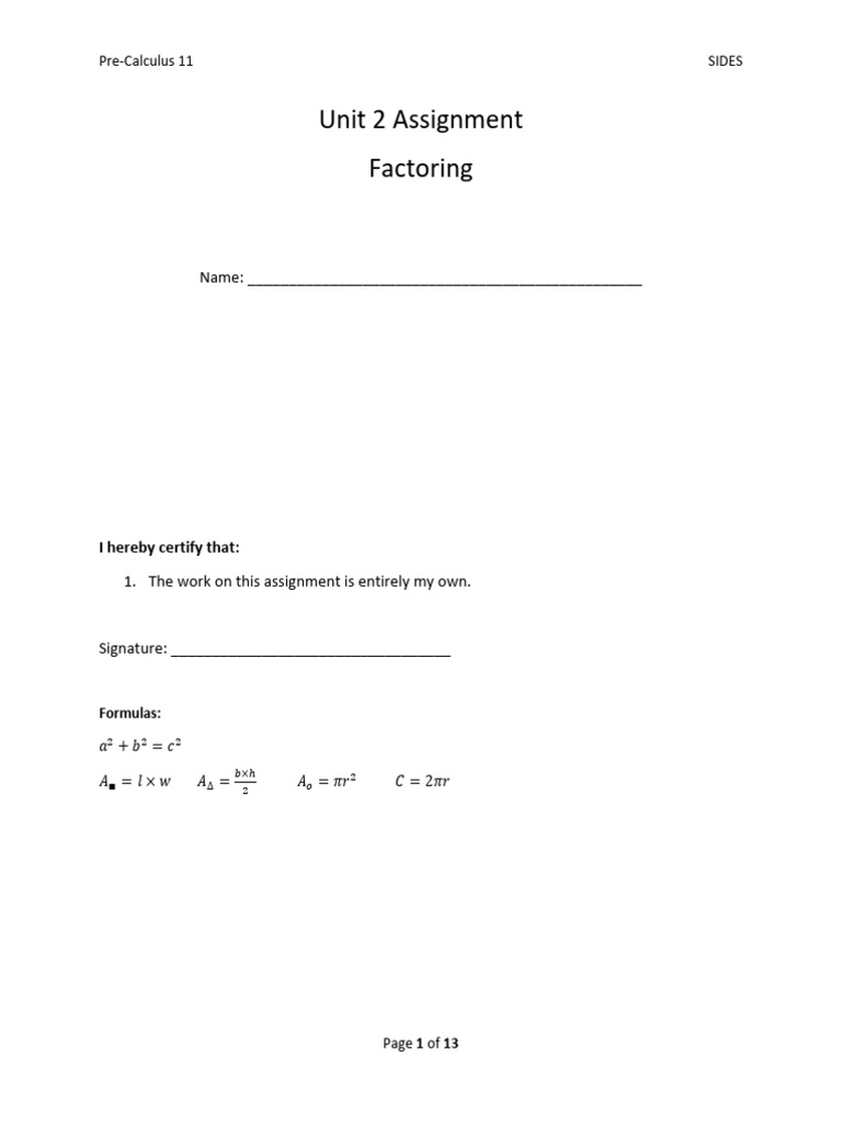 U2 Assignment | Download Free PDF | Polynomial | Equations