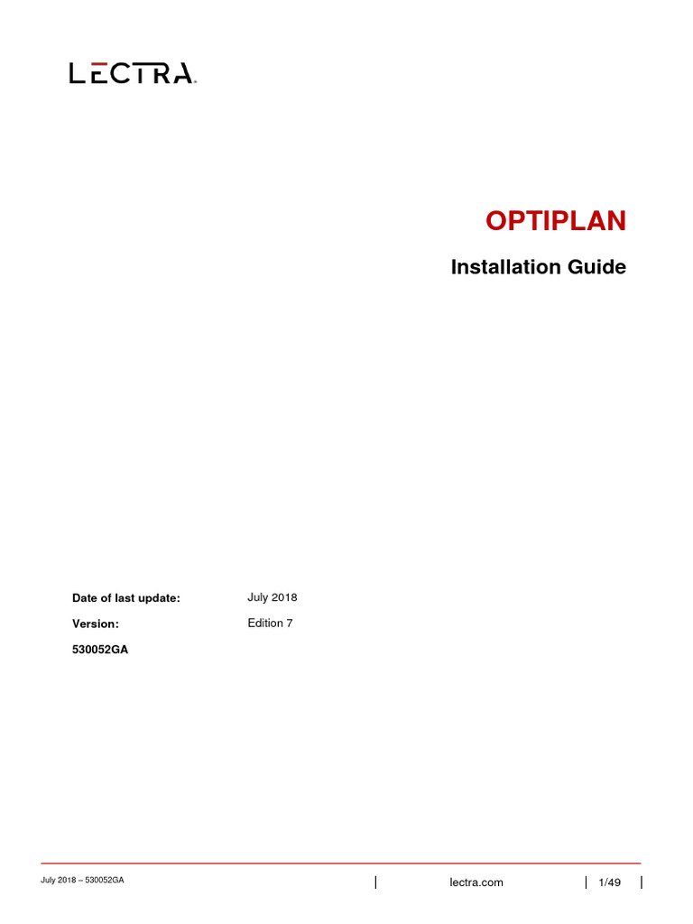 Lectra 530052ga Installation Guide Optiplan v3r4sp3 en | PDF ...