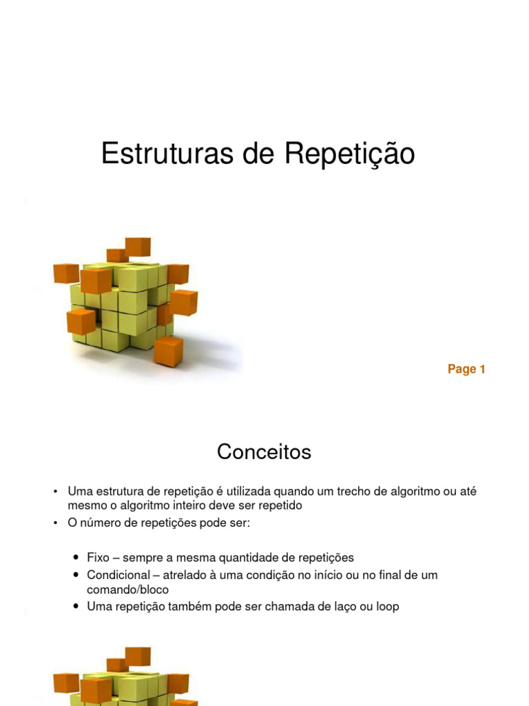 ALGORITMO ESTRUTURA DE REPETIÇÂO | PDF | Algoritmos | Controle de fluxo