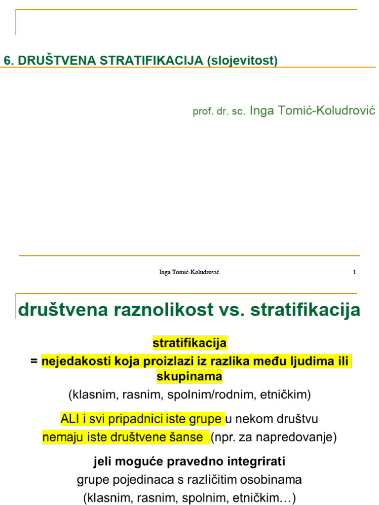 Drustvena Stratifikacija | PDF