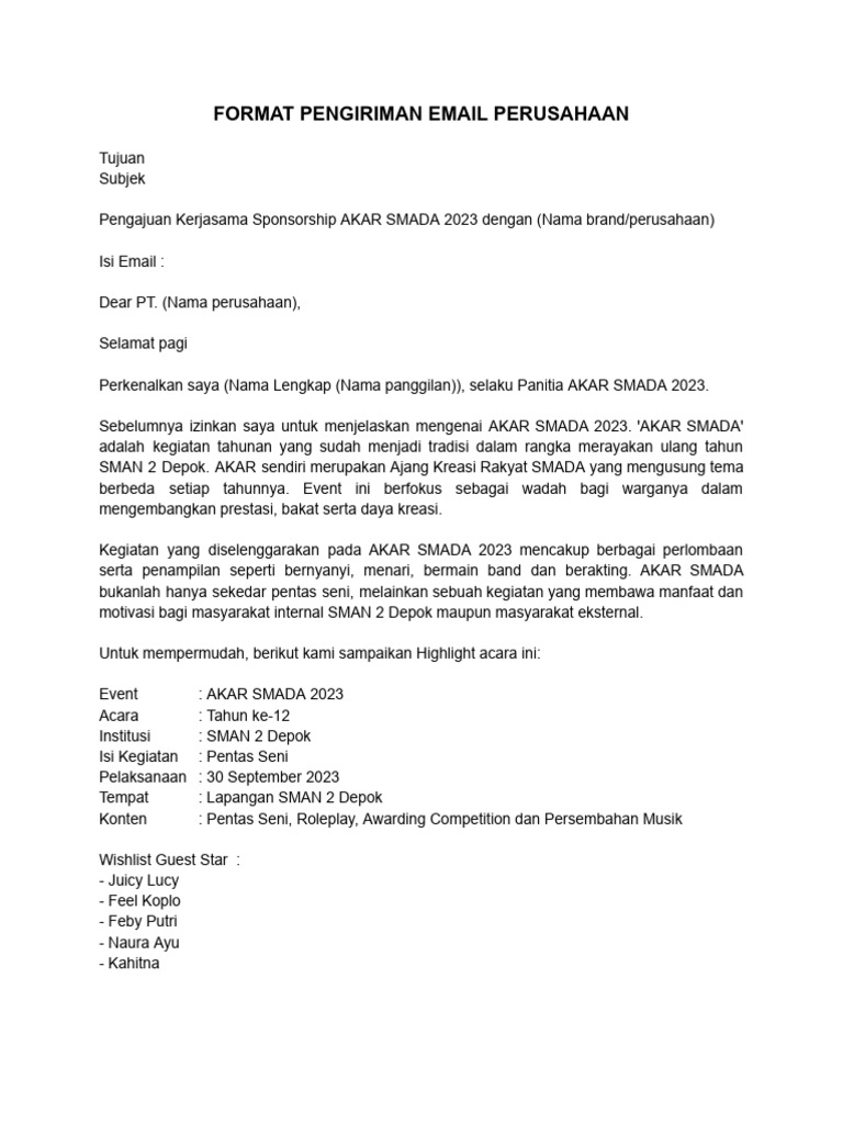 Format Pengiriman Email Perusahaan | PDF