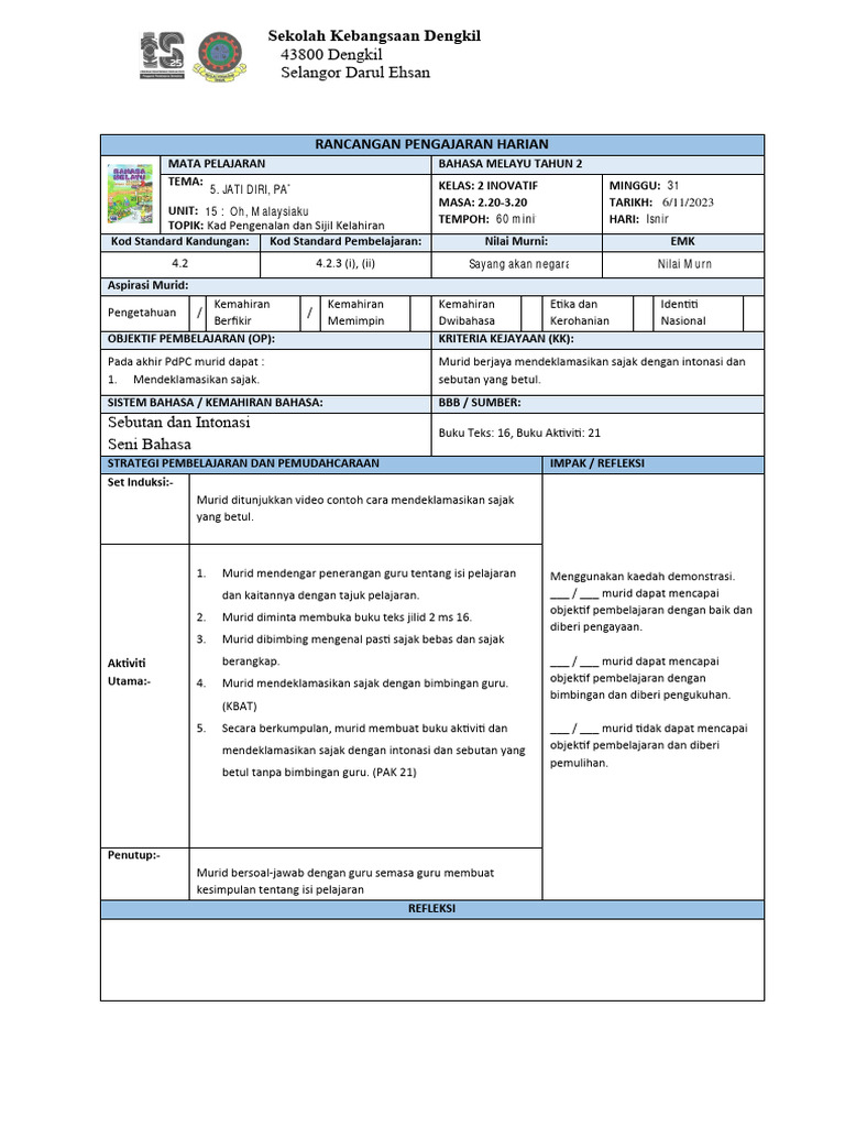 RPH M31 BM Tahun 2 | PDF