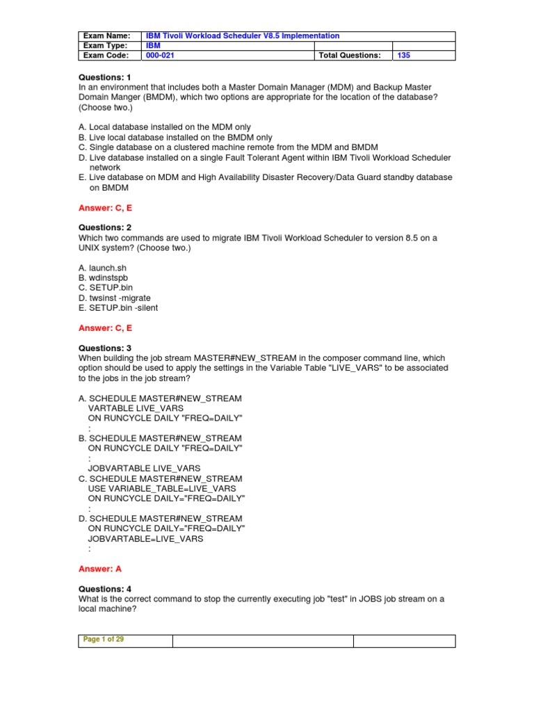 Questions: 1: Answer: C, E | Download Free PDF | Scheduling (Computing) | Command Line Interface