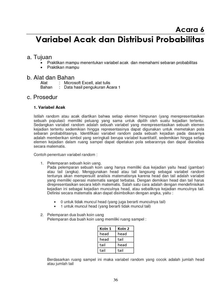 Variabel Acak dan Distribusi Probabilitas | PDF | Metode & Bahan Ajar