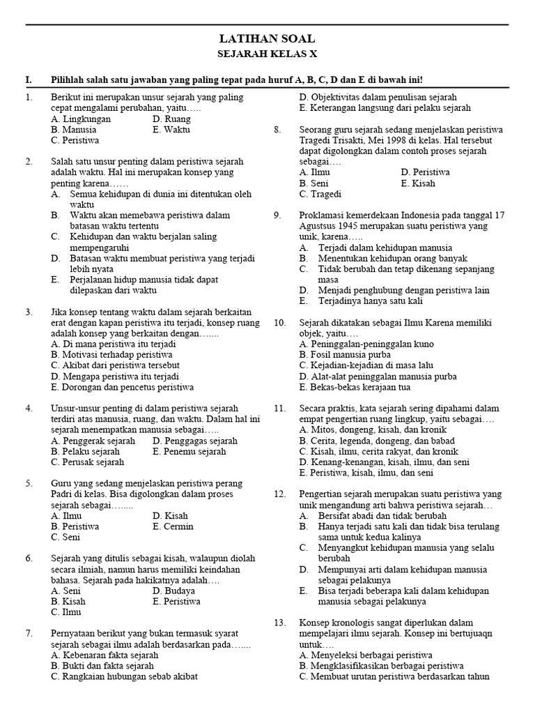 Latihan Soal Sejarah | PDF