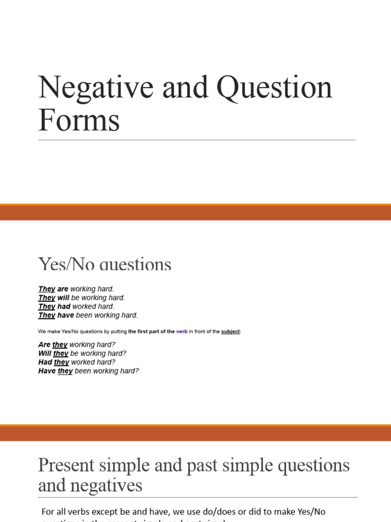 Negative and Question Forms | PDF | Language Mechanics | Linguistic ...