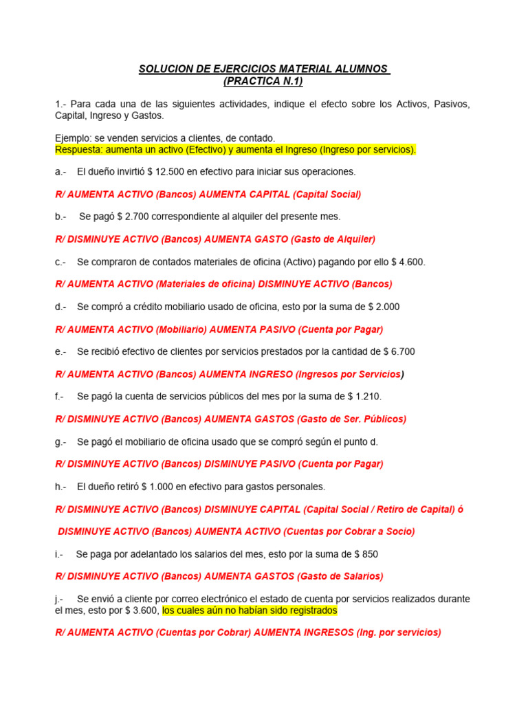 Solución Ejer. Practica Inicial (Pag. 12 Al 15) (Documento Material Alumnos) | PDF | Bancos ...