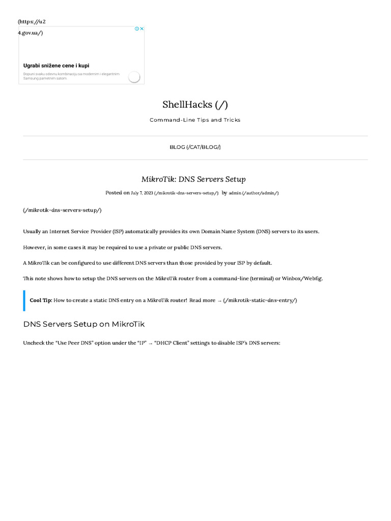 MikroTik - DNS Servers Setup - ShellHacks | PDF | Domain Name System ... MikroTik - DNS Servers Setup - ShellHacks | PDF | Domain Name System ...