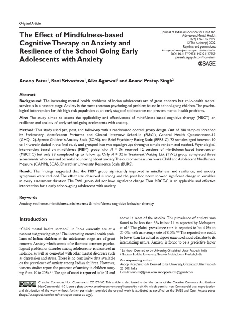 The Effect of Mindfulness-Based Cognitive Therapy | PDF | Cognitive Behavioral Therapy | Mindfulness