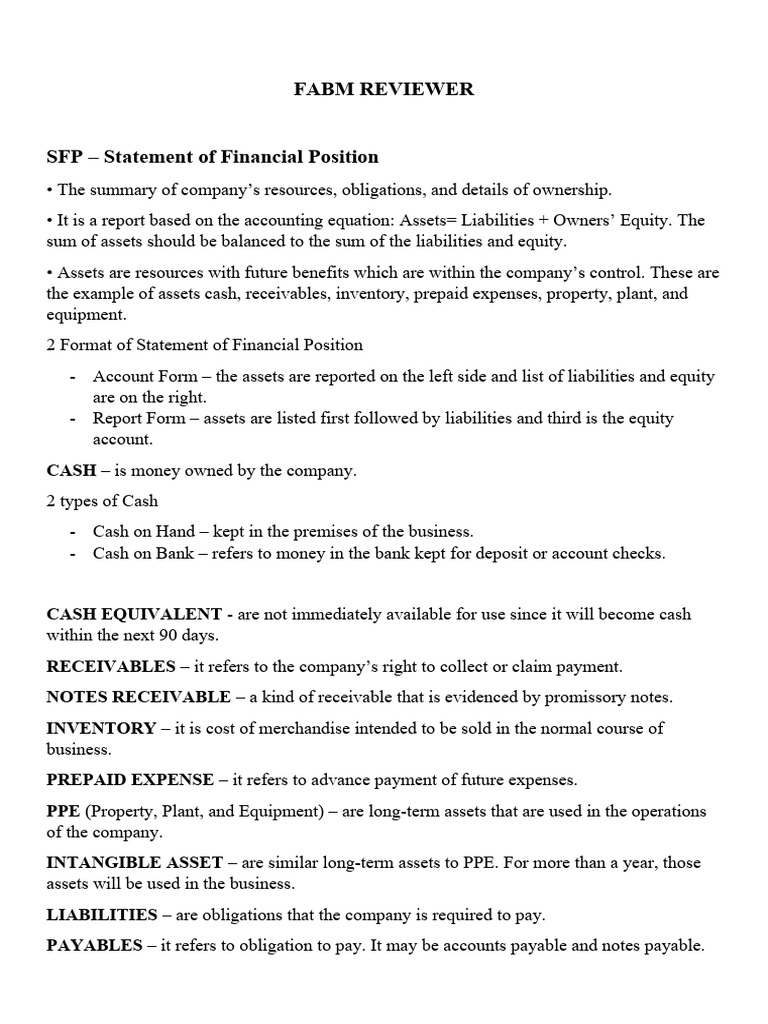 Fabm 2 Reviewer 1 | PDF | Equity (Finance) | Balance Sheet