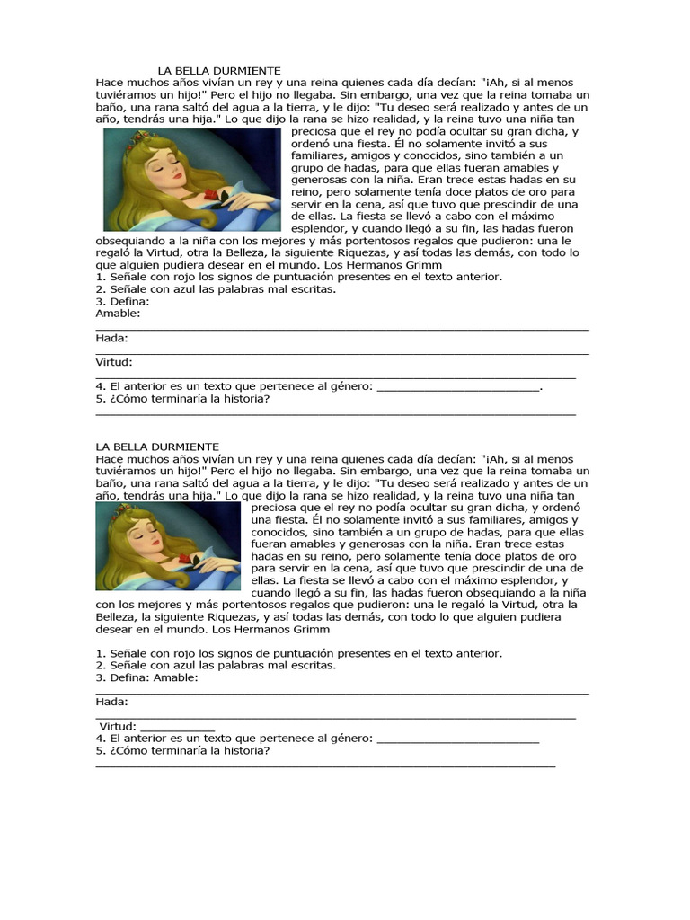 La Bella Durmiente | PDF | Hadas | Mecánica del lenguaje