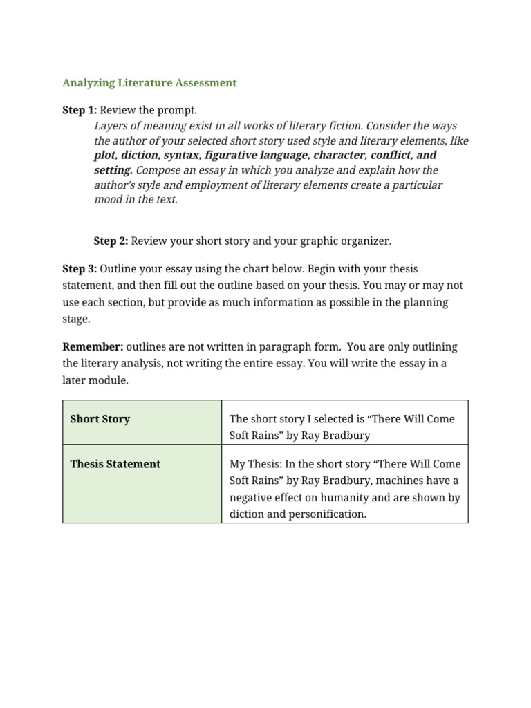 Analyzing Literature Assessment | PDF | Essays | Anthropomorphism