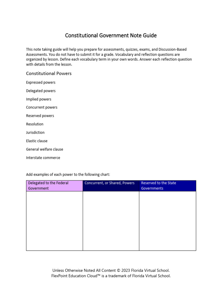 Constitutional Government Note Guide | Download Free PDF | Federal ...