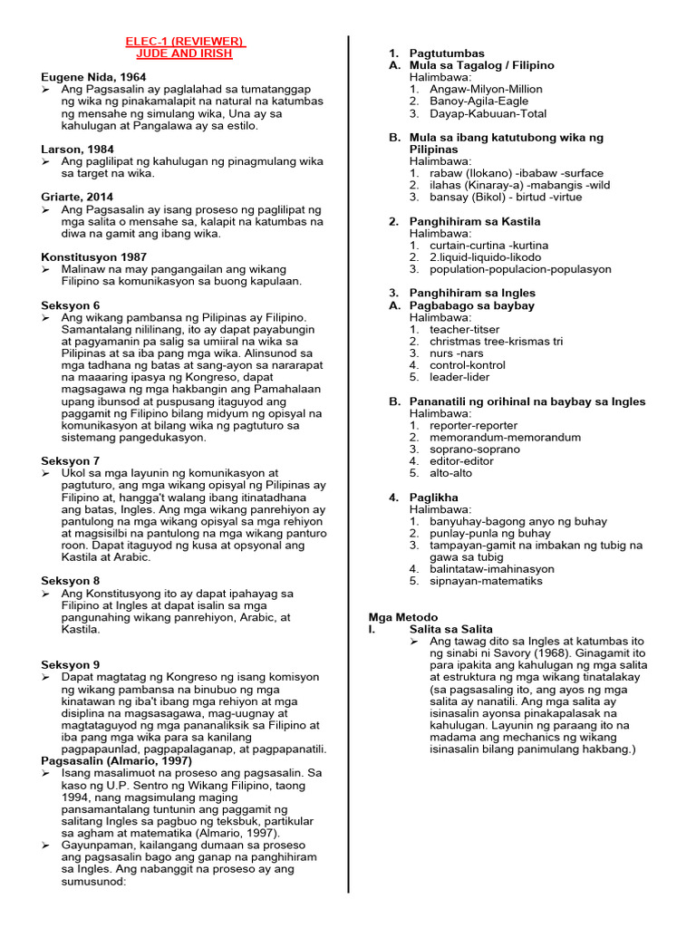 Elec-1 at Fil-105 Reviewer | PDF