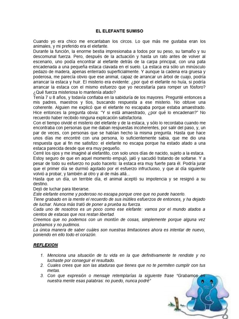 Reflexión sobre el Elefante Sumiso | PDF | Relaciones personales ...