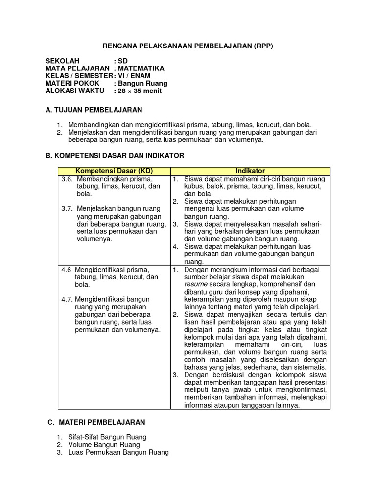 RPP Kelas 6 Bab 4 | PDF