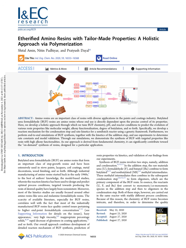 Amin Et Al 2020 Etherified Amino Resins With Tailor Made Properties A Holistic Approach Via ...