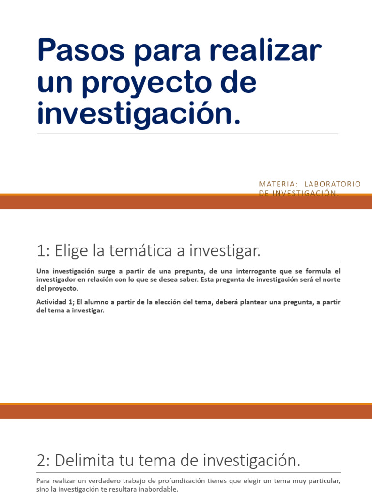 Pasos para Realizar Un Proyecto de Investigación | PDF | Hipótesis ...