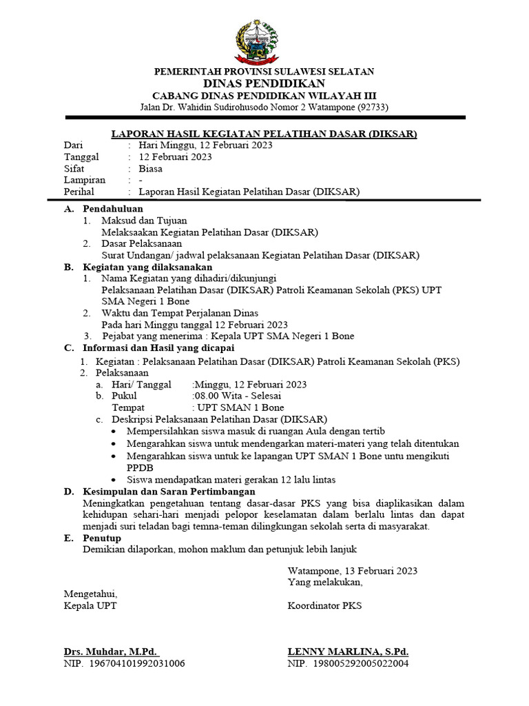 Laporan Diksar Dan Kemah PKS | PDF | Sains & Matematika