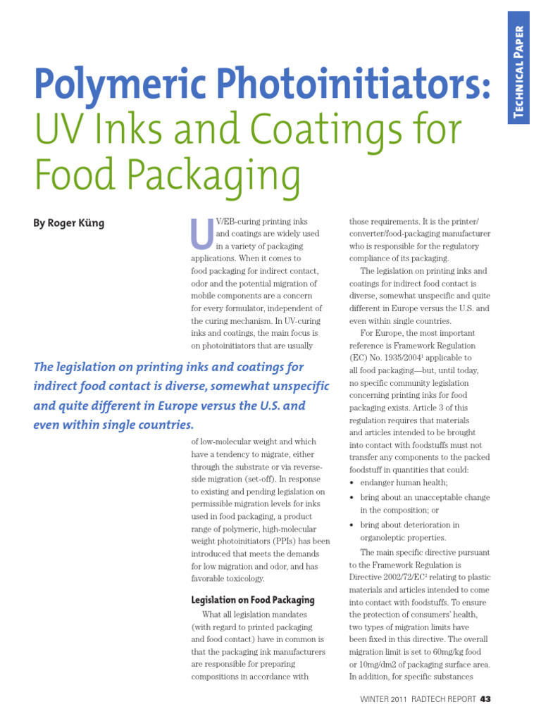 UV Inks for Food Packaging Compliance | PDF | Packaging And Labeling ...