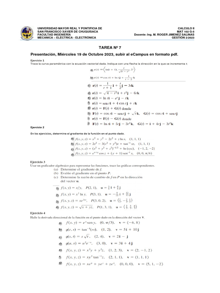 Práctico 4 Cálculo II MAT 102 G5 | PDF