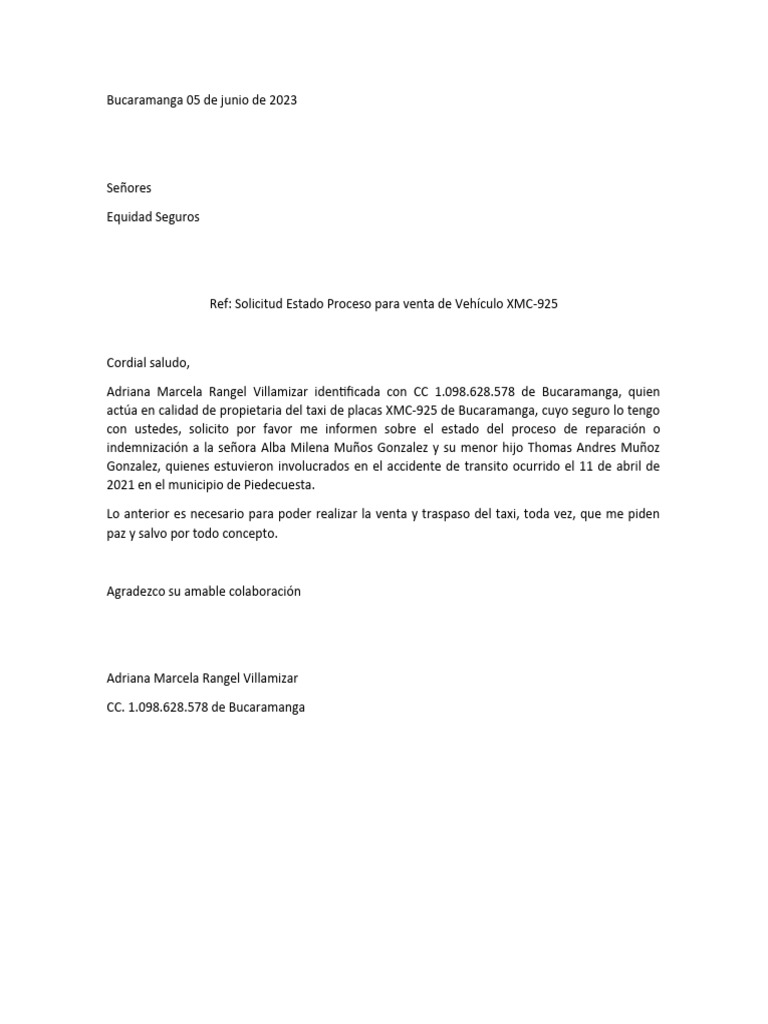 Carta Equidad Seguros | PDF