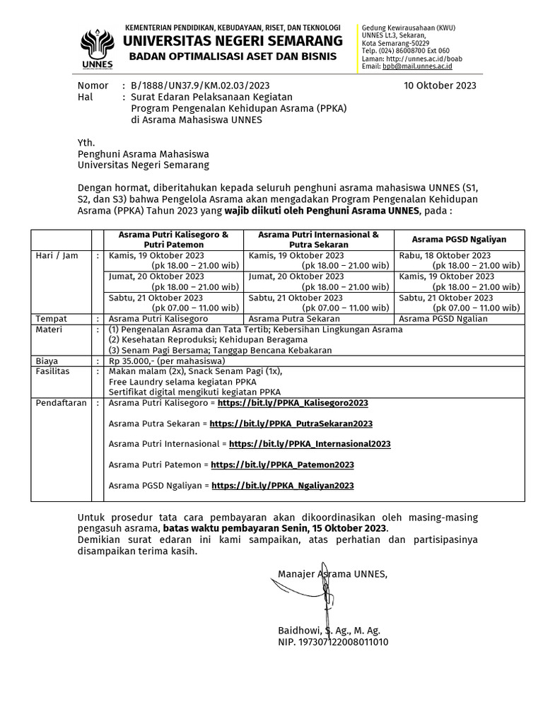 Surat Edaran Pelaksanaan PPKA (2023) | PDF