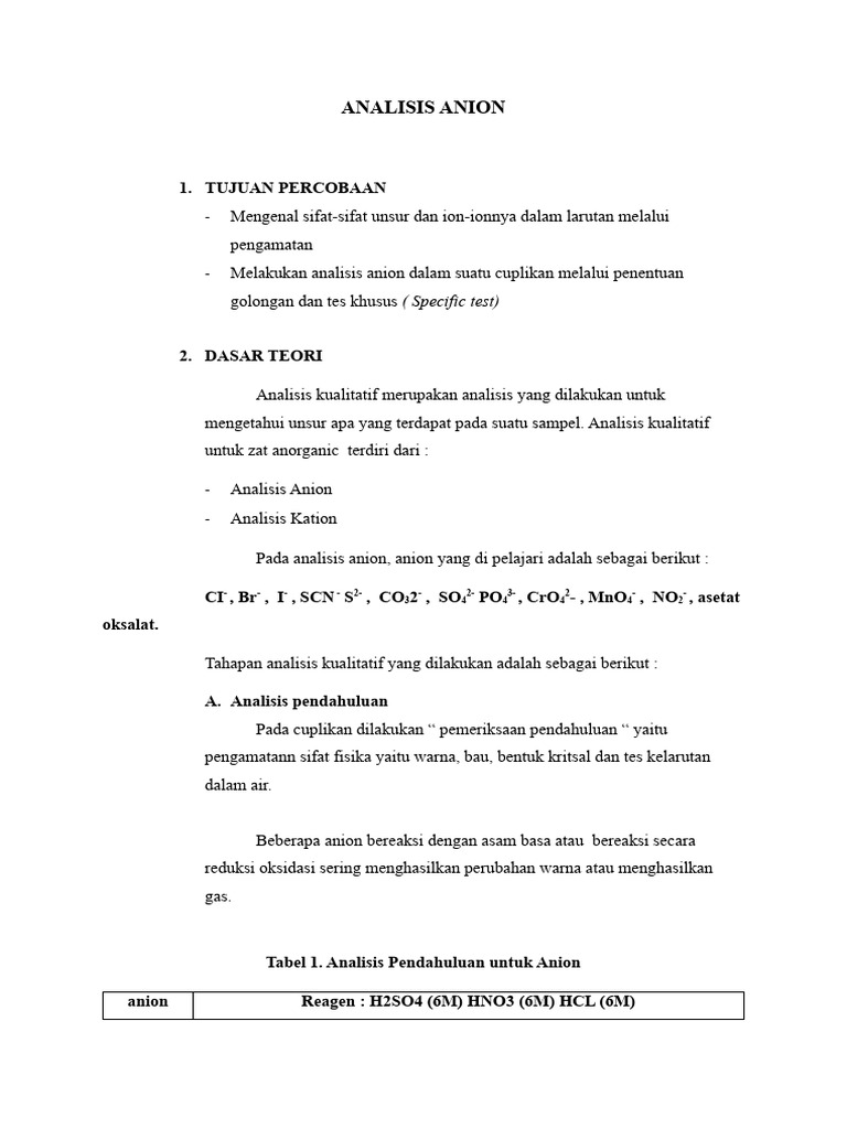 Analisis Kualitatif Anion dalam Larutan | PDF
