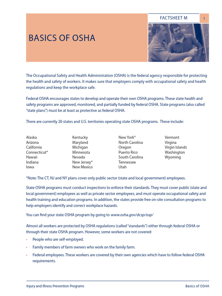 IIPP-NA-Factsheet M Basics OSHA-1 | PDF | Occupational Safety And Health Administration ...