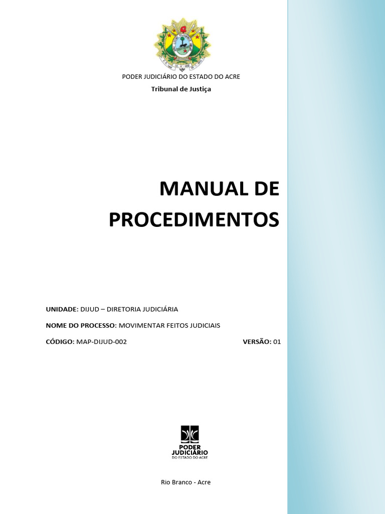 Manual de Procedimentos - MAP DIJUD 002 Movimentar Feitos Judiciais v012022 | Download grátis ...