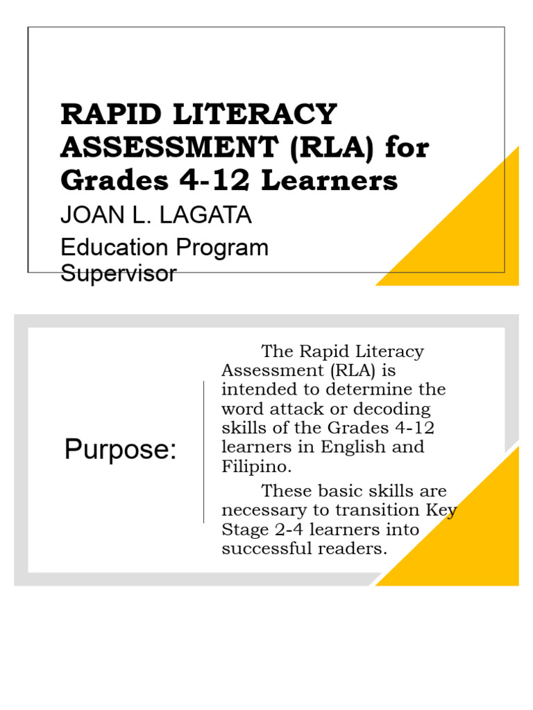 Kopya NG RLA For Grades 4 12 | PDF | Literacy | Learning Methods