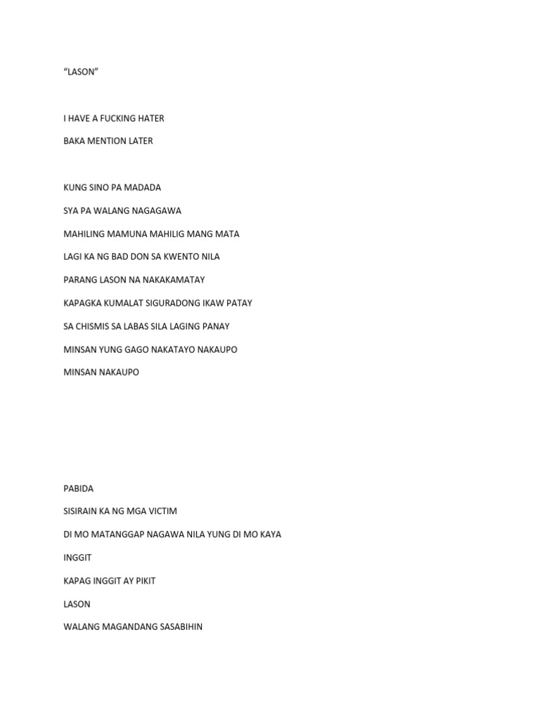Lason Lyrics Draft | PDF