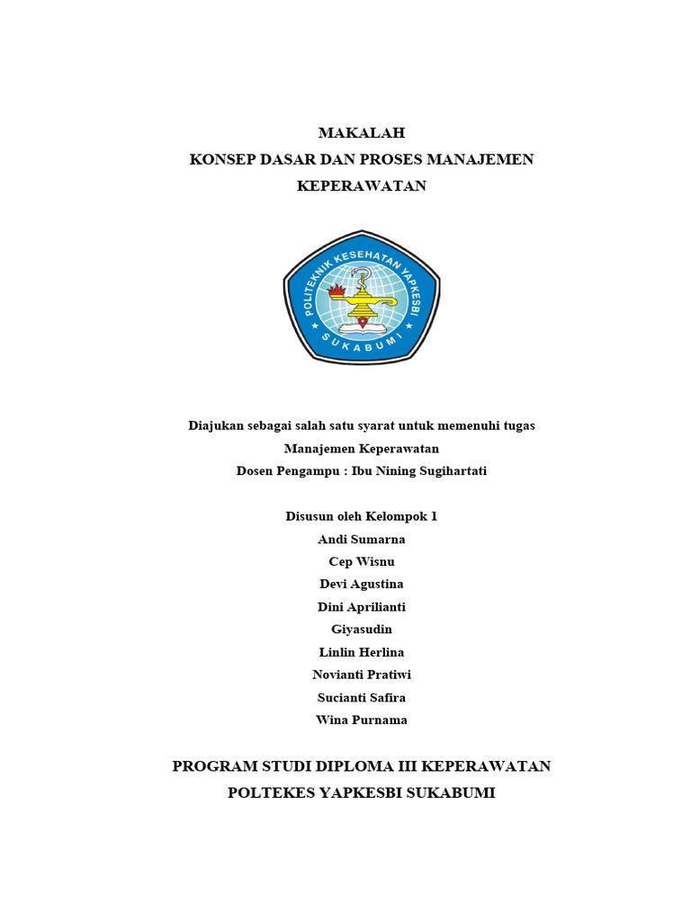 Makalah Konsep Dasar Dan Proses Manajemen Keperawatan | PDF | Karier & Perkembangan ...