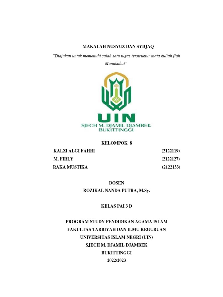 Makalah Nusyuz Dan Syiqaq | PDF