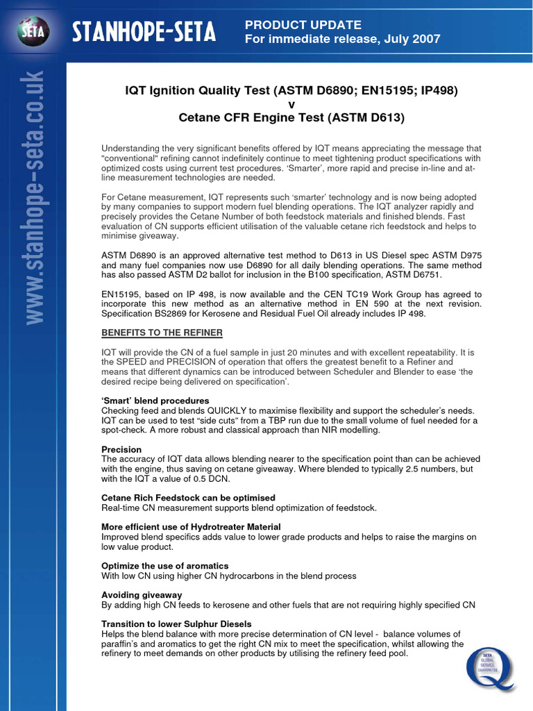 IQT Testing: Benefits for Refiners | PDF | Fuels | Chemical Energy Sources