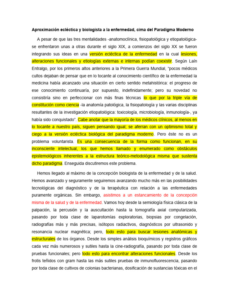 5 - Aproximación Ecléctica y Biologista | PDF | Patología | Teoría