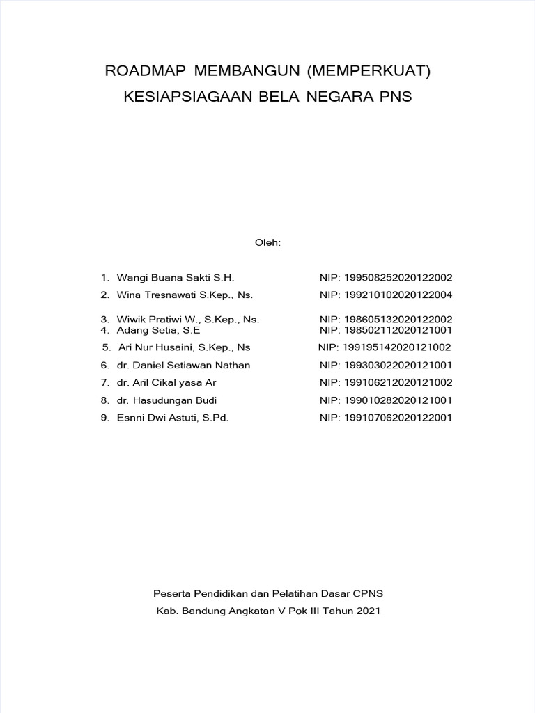 PDF Tugas Kelompok Roadmap Kesiapsiagaan Bela Negara - Compress | PDF