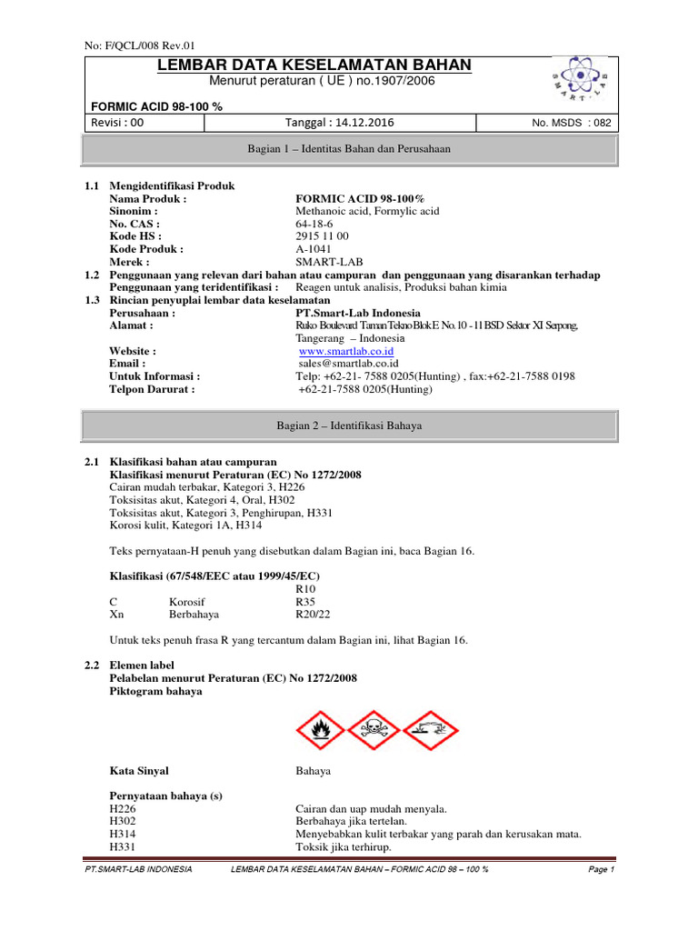 MSDS Formic Acid 98 - 100 (Indo) | PDF