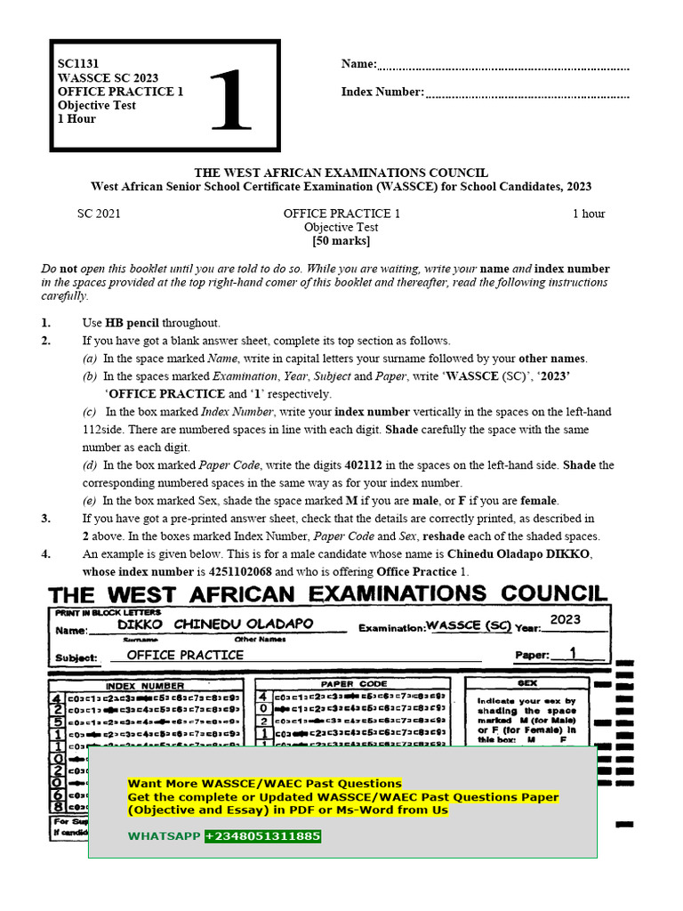 Office Practice WAEC Past Questions PDF Download | PDF | Science | Auto ...
