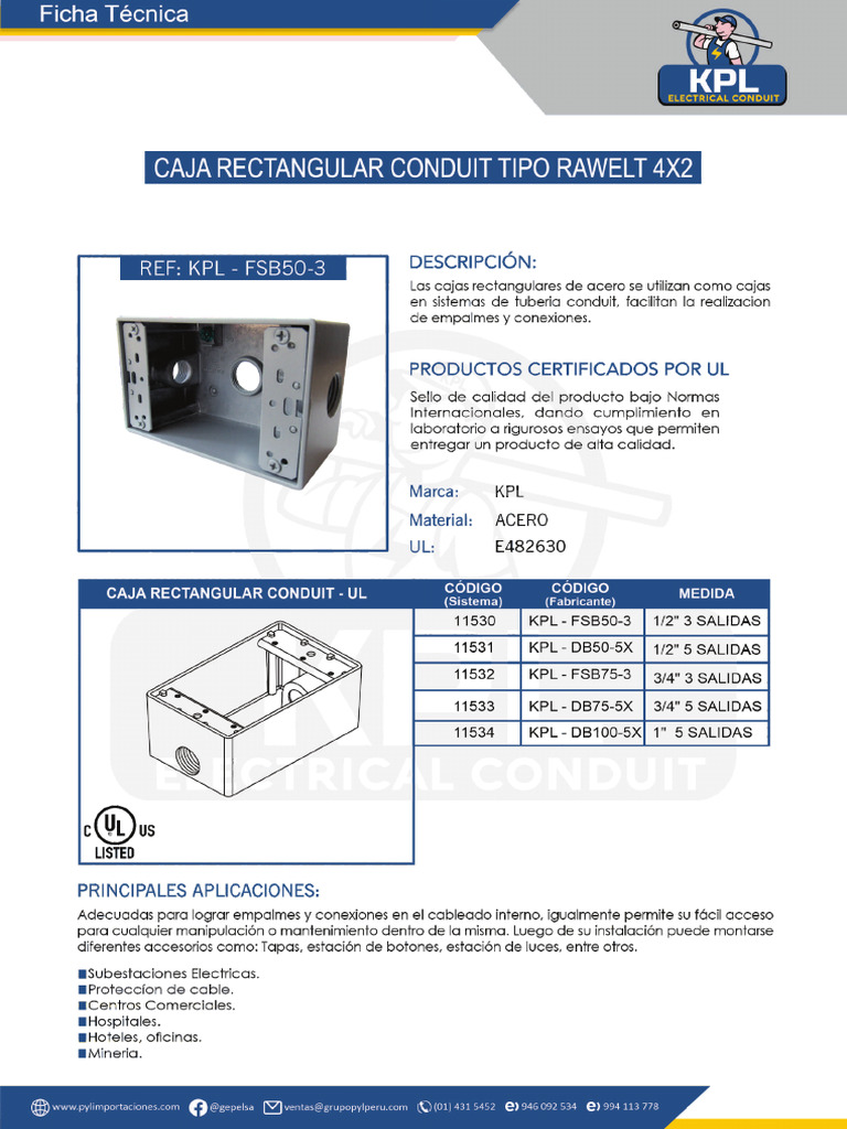 Caja Rectangular Conduit Tipo Rawelt | PDF