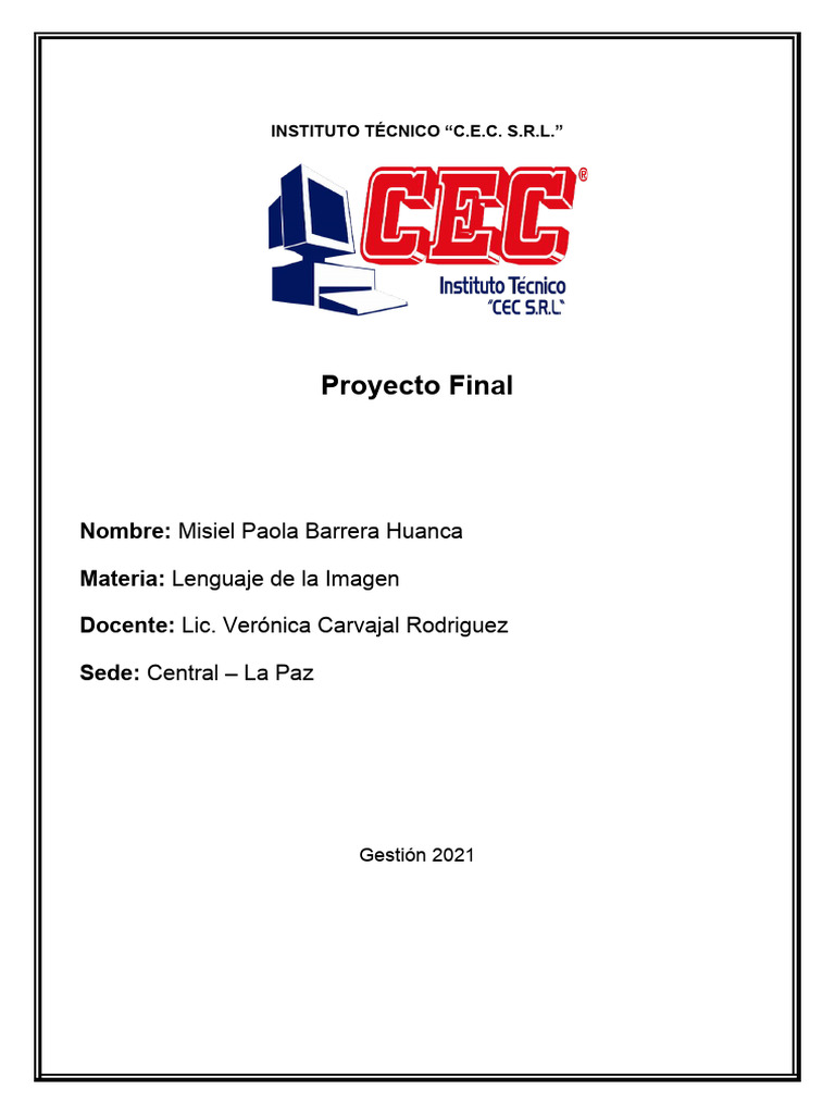 Proyecto Final, Misiel Paola Barrera Huanca | PDF
