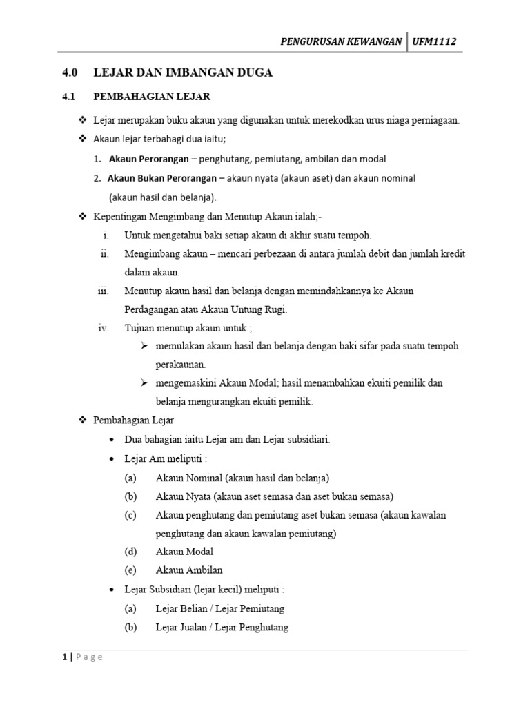 5.0 Lejar Dan Imbangan Duga | PDF