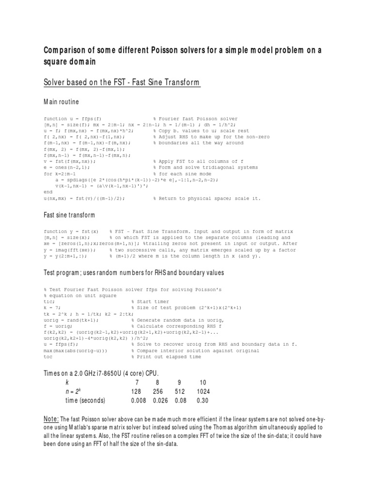 Poisson Solvers Multigrill Matlab | PDF | Matrix (Mathematics) | Fourier Transform