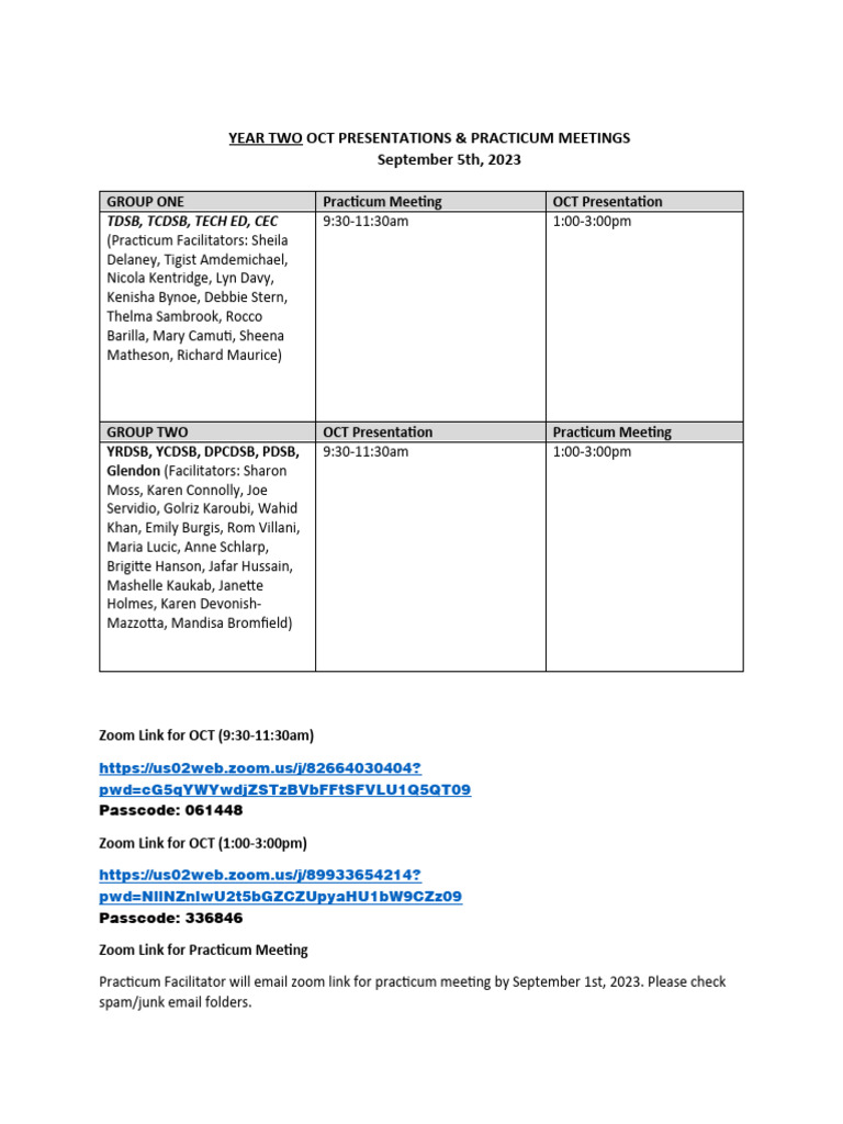 Year 2 Practicum & OCT Sessions | PDF | Science & Mathematics