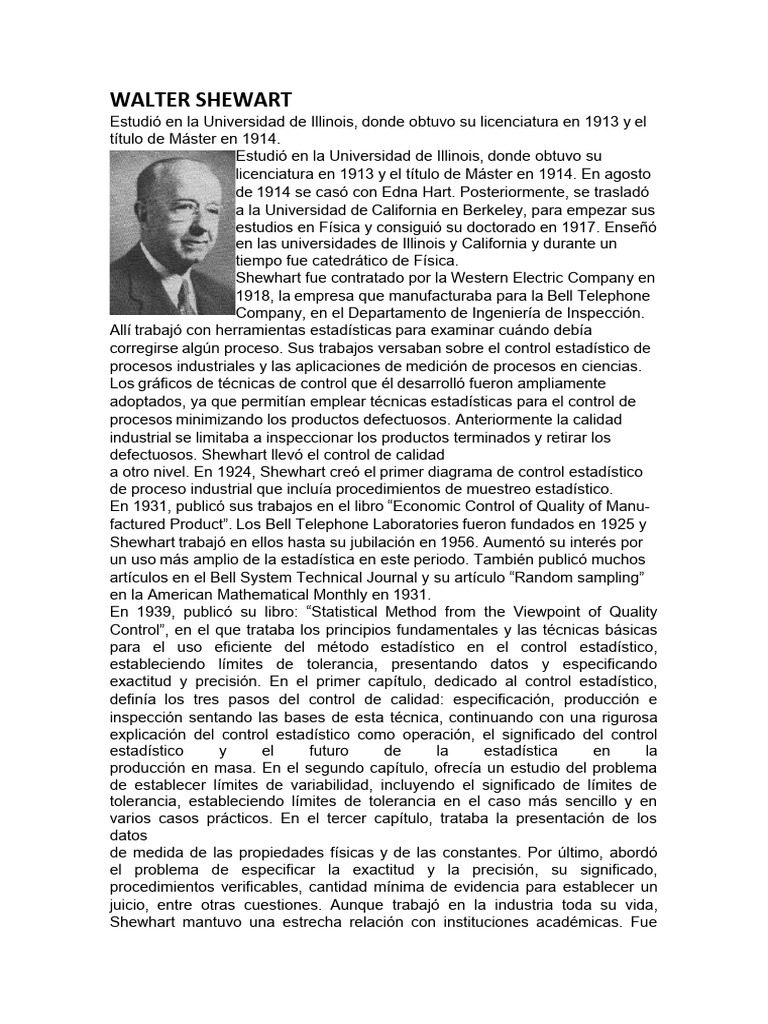 Walter Shewart | PDF | Estadísticas | Science