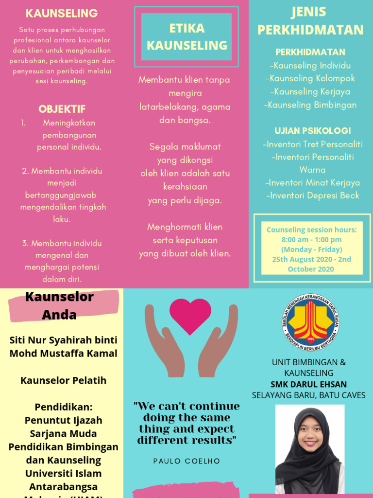 Contoh Brochure Internship Guru Bimbingan Dan Kaunseling | PDF
